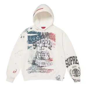 Supreme Ss26 Overprint Hooded Sweatshirt - White