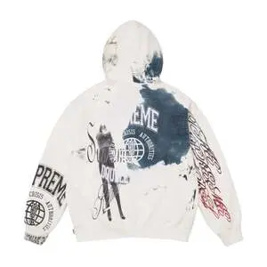 Supreme Ss26 Overprint Hooded Sweatshirt - White