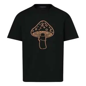 LOUIS VUITTON Short-sleeved Intarsia Crewneck T-shirt 'intarsia Mushroom - Black/brown