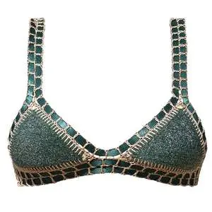LUXSEA SWIMWEAR Cozumel Lurex Crochet Triangle Bikini Top - Green