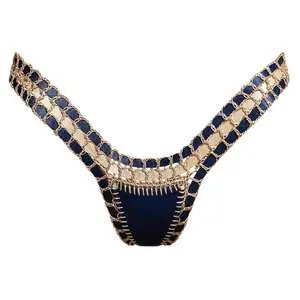 LUXSEA SWIMWEAR Lucia Shimmer Crochet Bikini Bottom - Blue