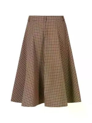 DONDUP Check Pattern Flared Midi Skirt