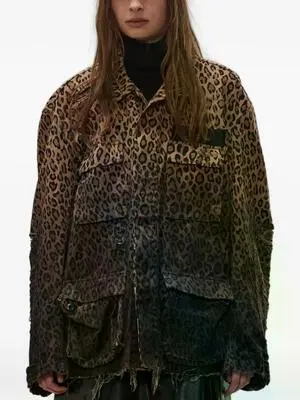 R13 Shredded Leopard-print Jacket