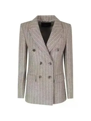 Seventy Pinstripe Double-breasted Blazer - Brown