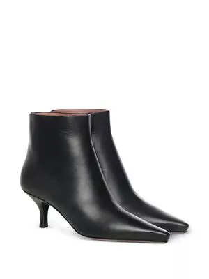 Paris Texas Rose Leather Ankle Boots - Black