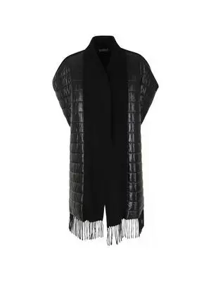Herno Quilted Fringe-trimmed Cape - Black