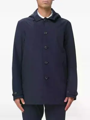 SAVE THE DUCK Hooded Single-breasted Coat - Blue