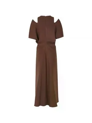 Federica Tosi Cold-shoulder Flared Midi Dress - Brown