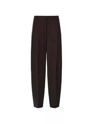 Andamane Pleated Tapered Trousers - Brown