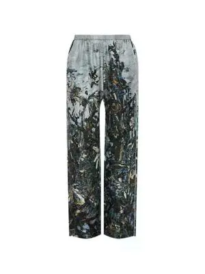 Munthe Abstract Print Silk Trousers - Grey