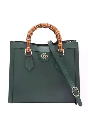 Gucci 2016-2026 Medium Calfskin Bamboo Diana Satchel - Green