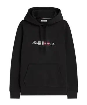 Tommy Hilfiger Logo-print Drawstring Hoodie - Black
