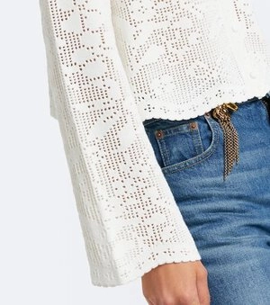 Chloé Pointelle Scalloped Cotton Cardigan
