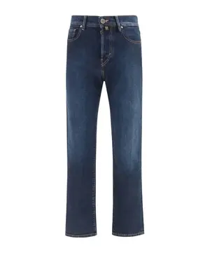 Jacob Cohen Logo Patch Straight Leg Jeans - Blue