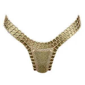 LUXSEA SWIMWEAR Paros Khaki Lurex Crochet Bikini Bottom - Green