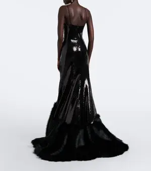 David Koma Sequined Gown - Black