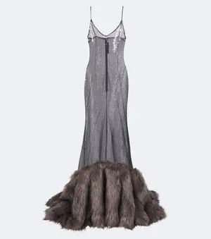 David Koma Sequined Gown - Grey