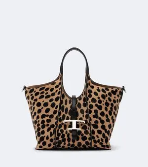TOD'S Small Leopard-print Calf Hair Tote Bag - Beige