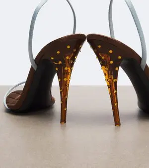 Saint Laurent Embellished Quilted Satin Heeled Sandals