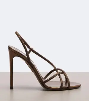 AQUAZZURA Horizon Crystal Embellished Leather Slingback Sandals