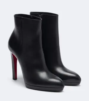 CHRISTIAN LOUBOUTIN Leather Pointed Toe Zip Up Ankle Boots - Black