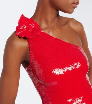 David Koma Sequined One-shoulder Gown