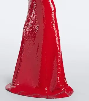 David Koma Sequined One-shoulder Gown