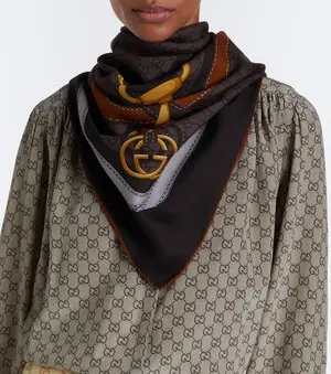 Gucci Gg Jacquard Wool And Silk Scarf