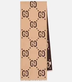 Gucci Gg Jacquard Wool And Silk Scarf - Multicoloured