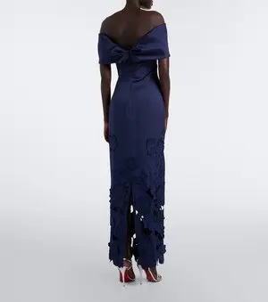 Costarellos Off-shoulder Satin Midi Dress