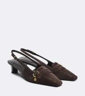 TOD'S Suede Slingback Pumps - Brown