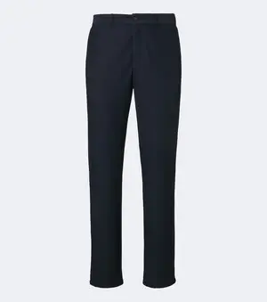 Giorgio Armani Waffle-knit Straight Pants - Blue