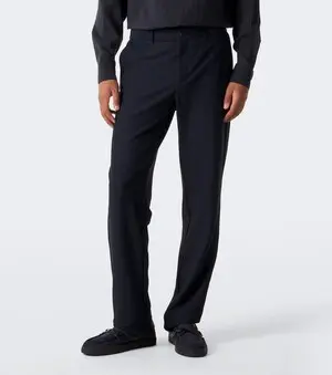 Giorgio Armani Waffle-knit Straight Pants - Blue