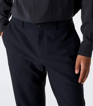 Giorgio Armani Waffle-knit Straight Pants - Blue