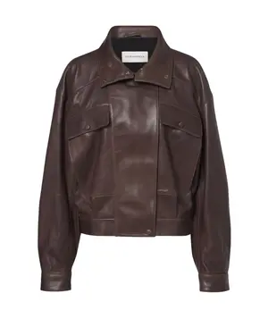 Nour Hammour Quincy Leather Blouson Jacket - Brown