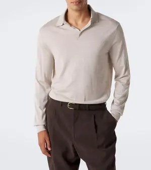Agnona Wool, Silk And Cashmere Polo Sweater - Beige