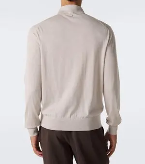 Agnona Wool, Silk And Cashmere Polo Sweater - Beige