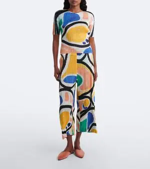 Issey Miyake Printed Pleated Wide-leg Pants - Multicoloured