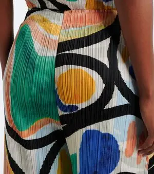 Issey Miyake Printed Pleated Wide-leg Pants - Multicoloured