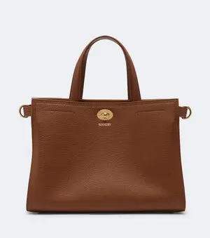 Burberry Cotswolds Check Small Leather Tote Bag - Brown