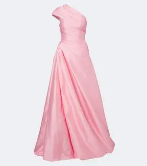 Monique Lhuillier Draped One-shoulder Bustier Gown - Pink
