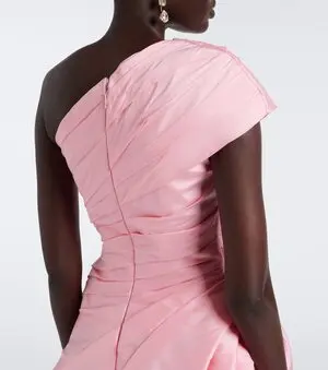Monique Lhuillier Draped One-shoulder Bustier Gown