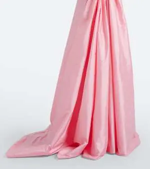 Monique Lhuillier Draped One-shoulder Bustier Gown