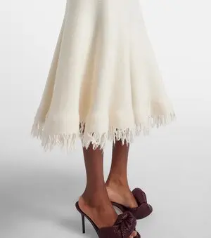 Bottega Veneta Fringed Wool Midi Skirt