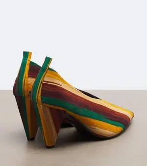 Loewe Origami Cubic Striped Leather Pumps