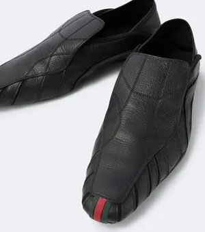 Gucci Mesh-trimmed Leather Loafers