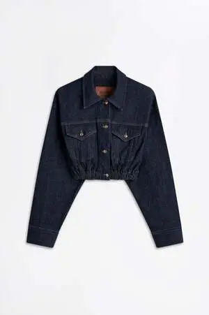 Scanlan Theodore Denim Soft Waist Crop Jacket - Indigo.b