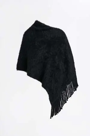 Scanlan Theodore Us Brushed Fringed Cape - Black