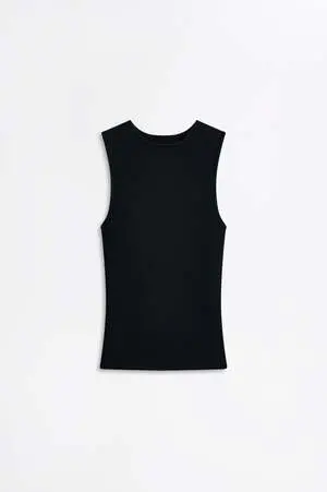 Scanlan Theodore Crepe Knit Crew Neck Singlet - Black
