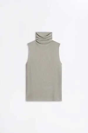 Scanlan Theodore Mesh Soft Funnel Neck Tank - Stone
